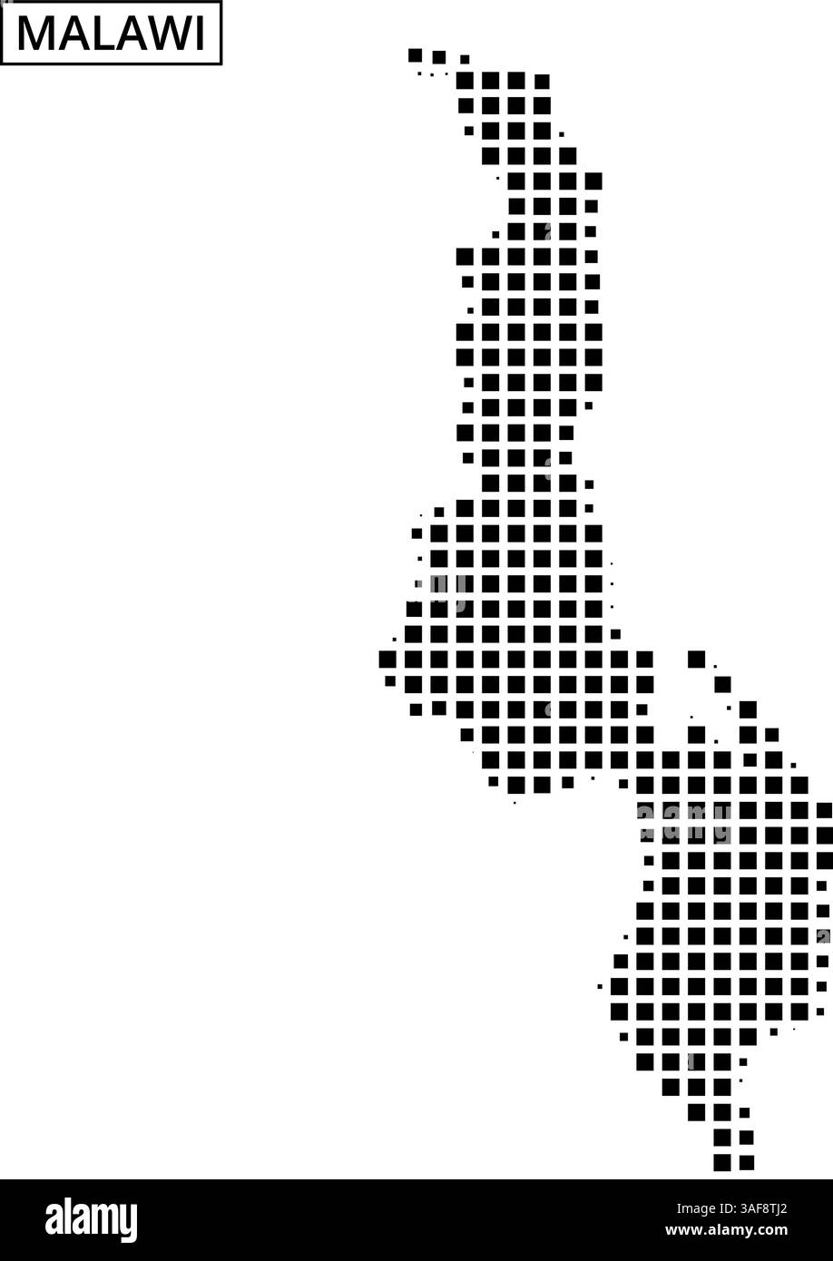 Featuring a dotted representation of Malawi, this map outlines its ...