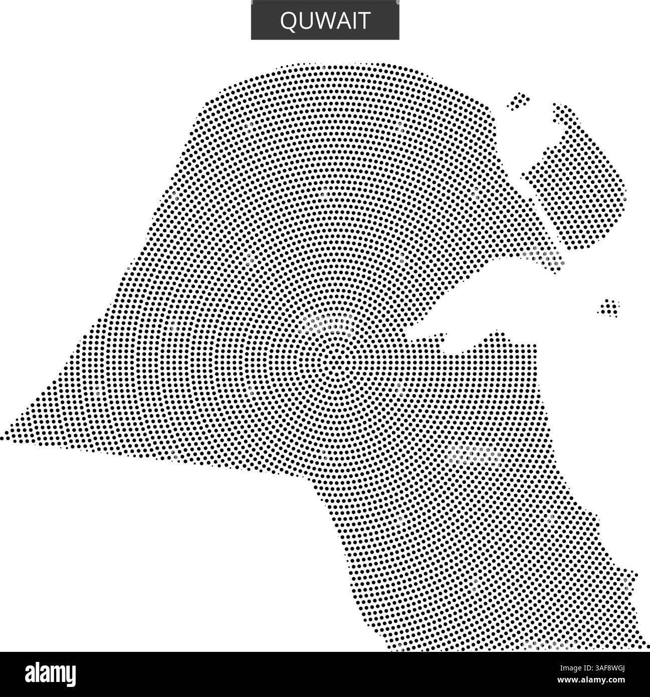 This creative representation features a dotted map of Kuwait ...