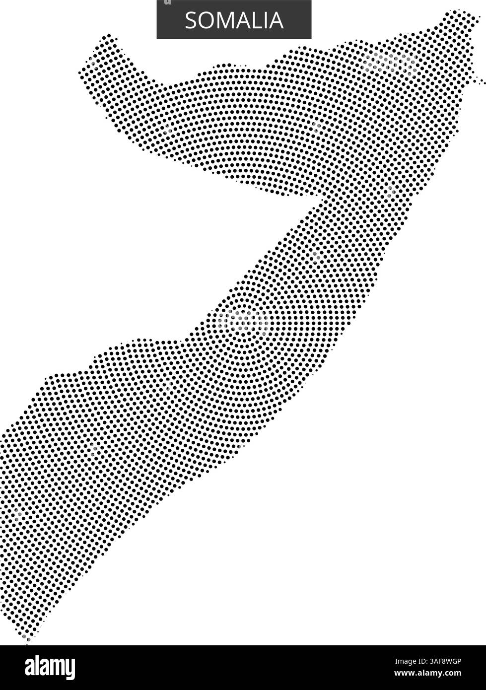 The map of Somalia features a dotted outline, highlighting its ...