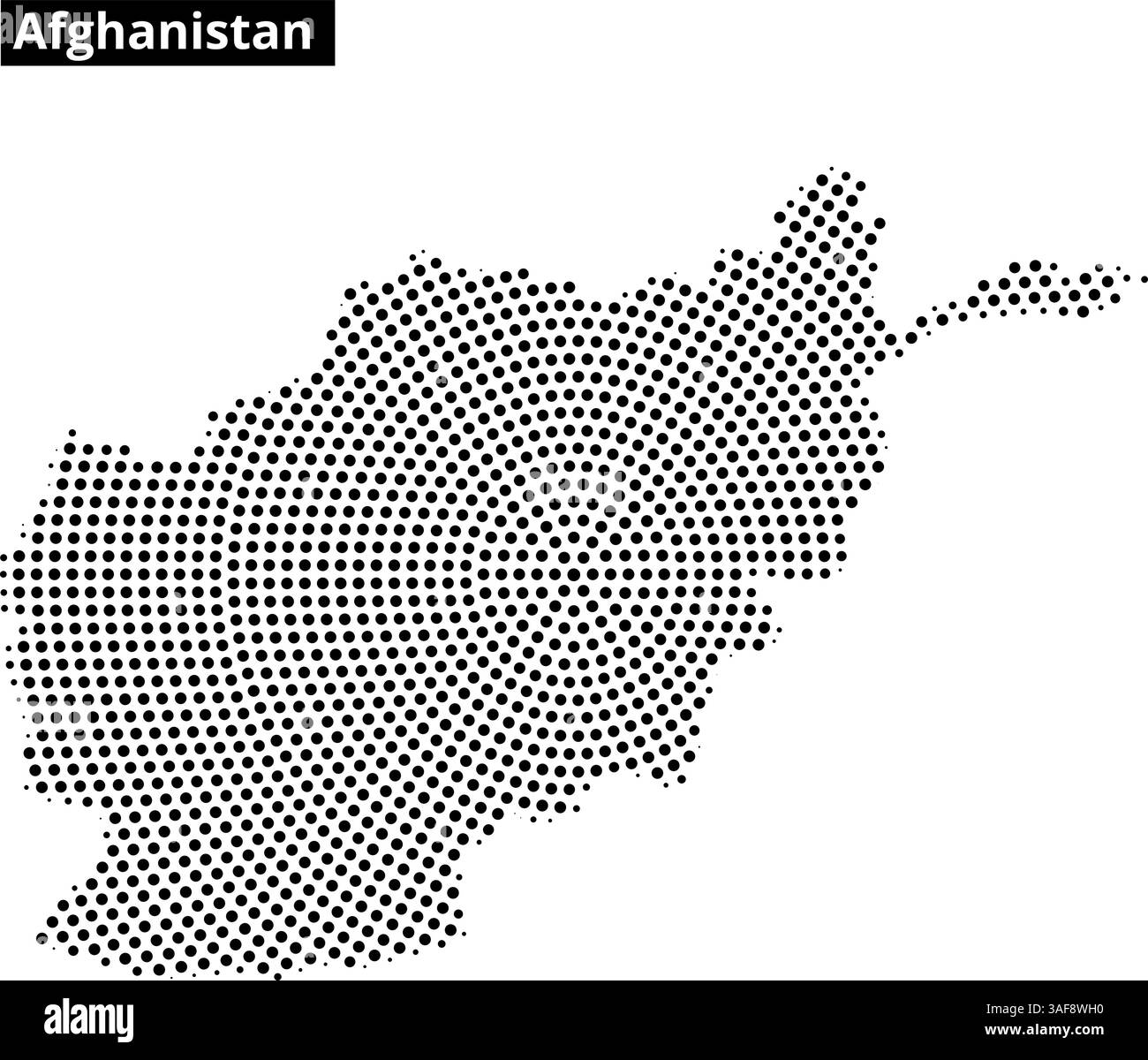 A map of Afghanistan is depicted using a dot pattern, showcasing ...