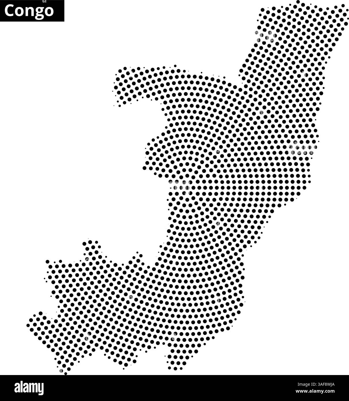 The dotted outline of Congo highlights the country's shape and ...