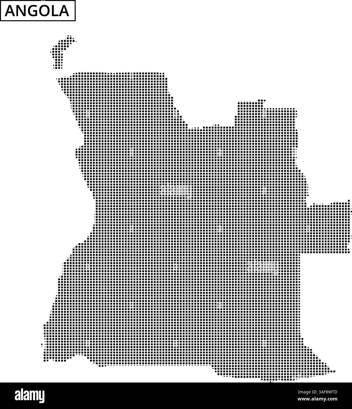 A detailed outline of Angola is represented using dot patterns ...