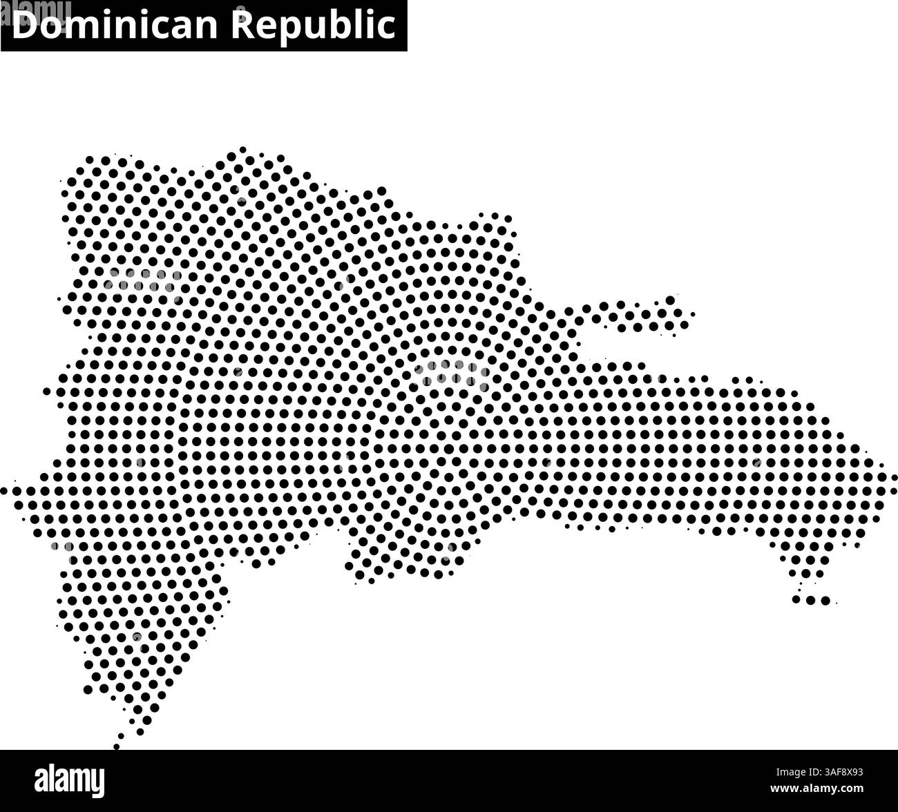 A dotted pattern outlines the shape of the Dominican Republic ...