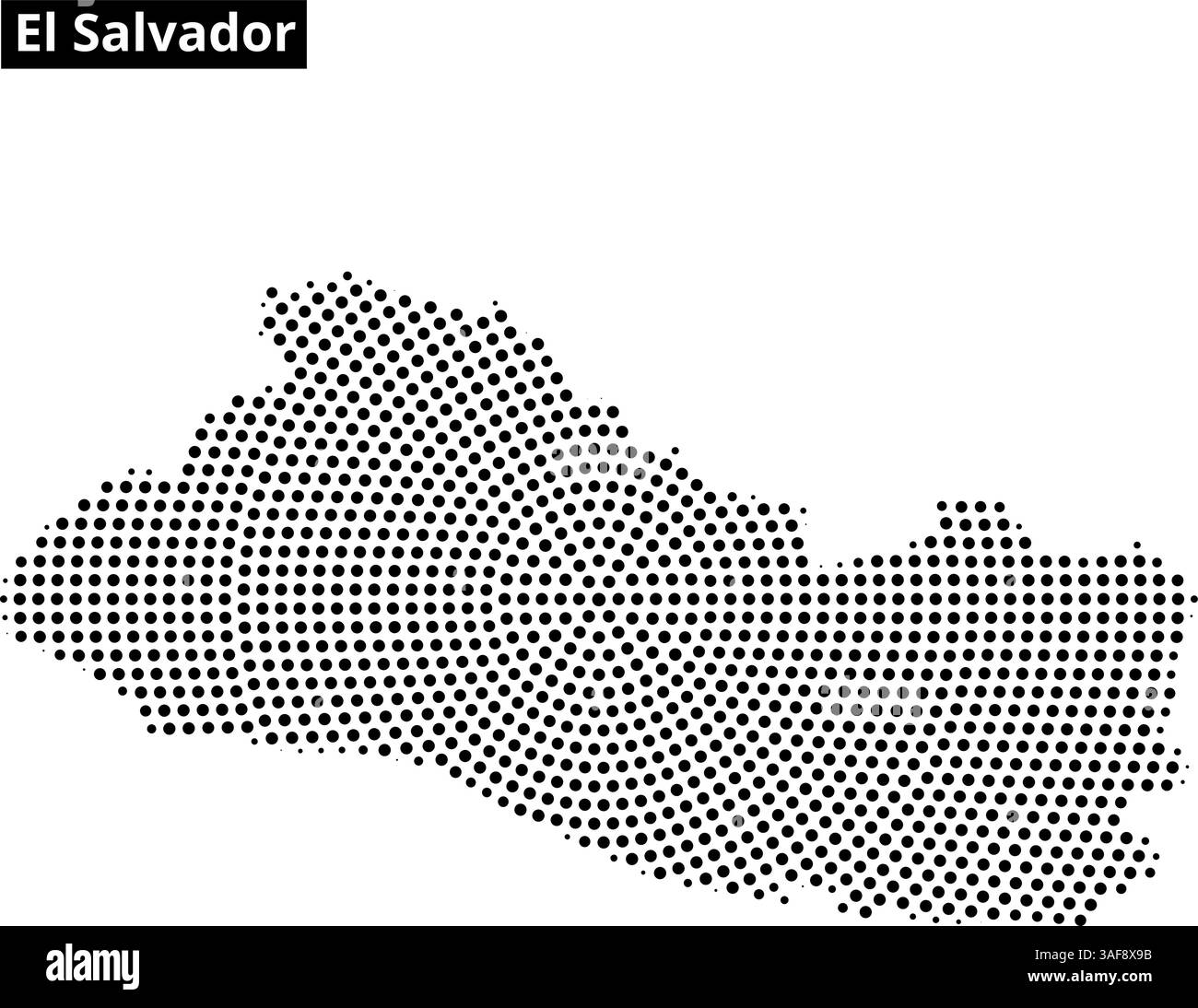 A dotted outline of El Salvador showcases the country's unique shape ...