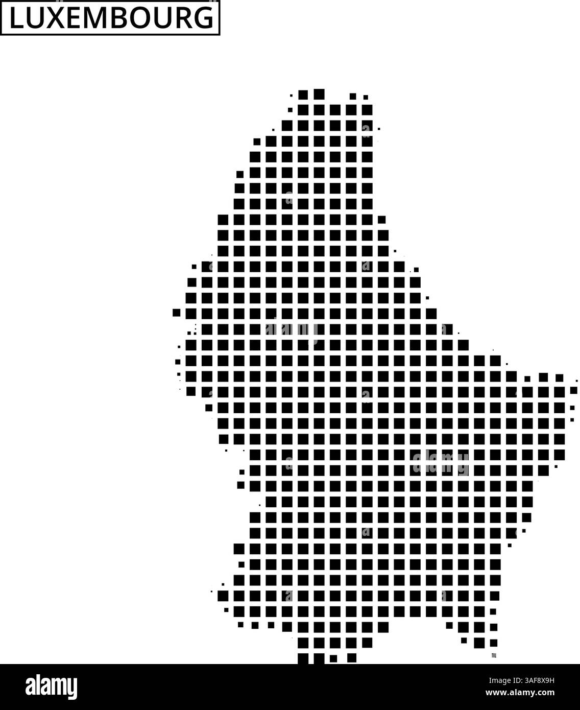 This map displays Luxembourg's outline in a unique dotted design ...
