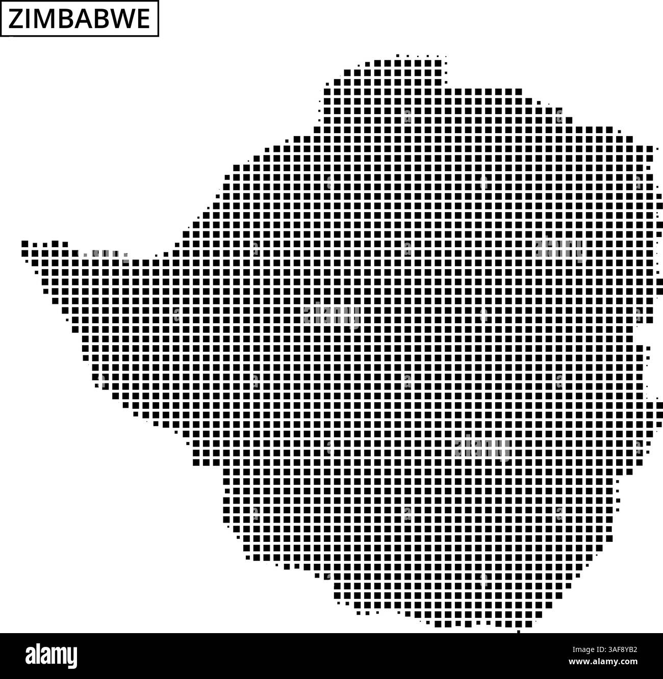 A dot pattern map of Zimbabwe, highlighting the country's geographical ...