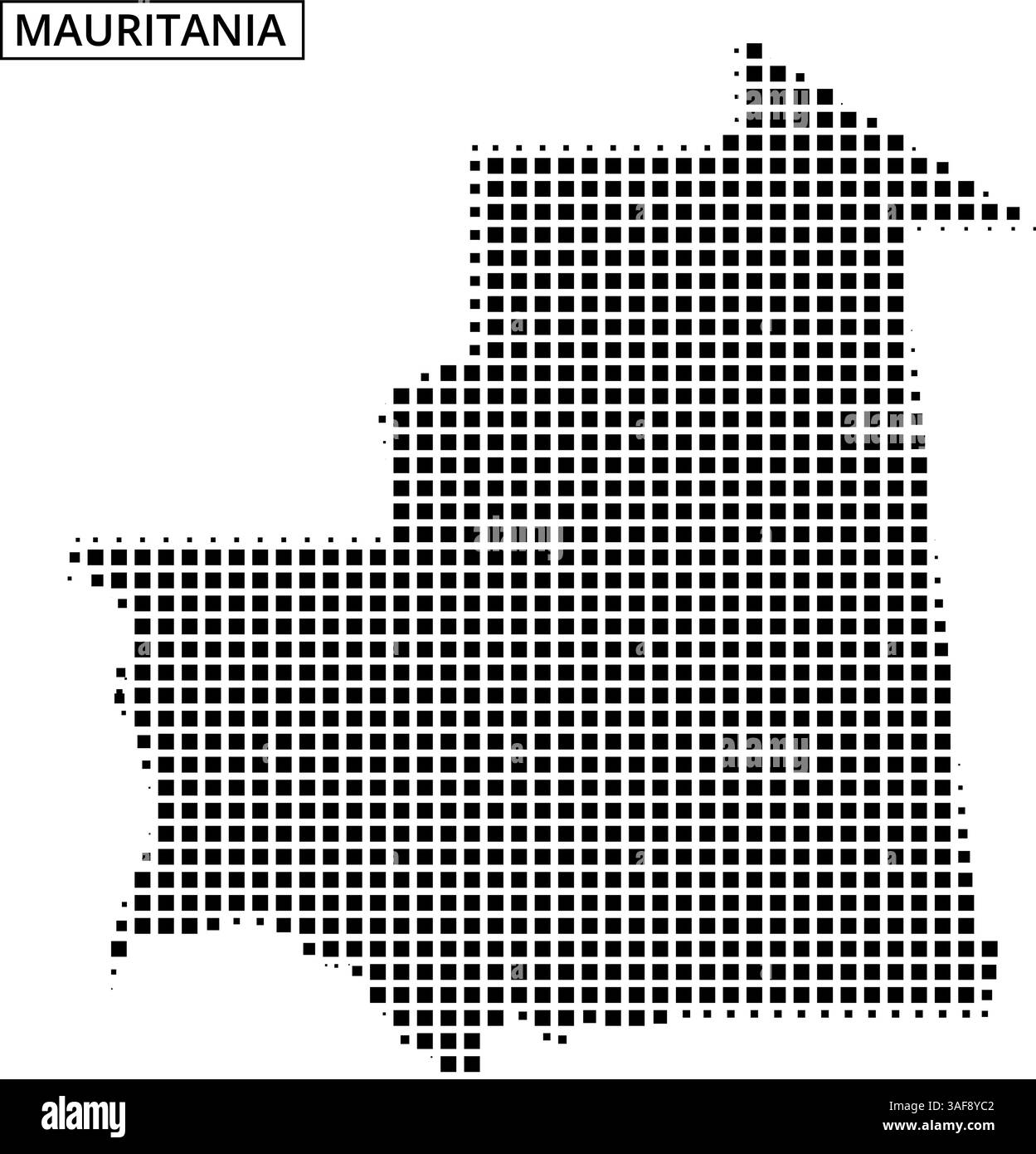 This creative depiction features a dotted map of Mauritania ...