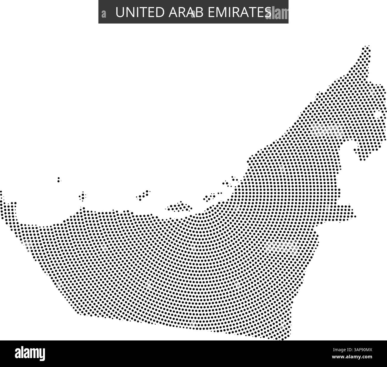 A creative representation of the map of United Arab Emirates using a ...