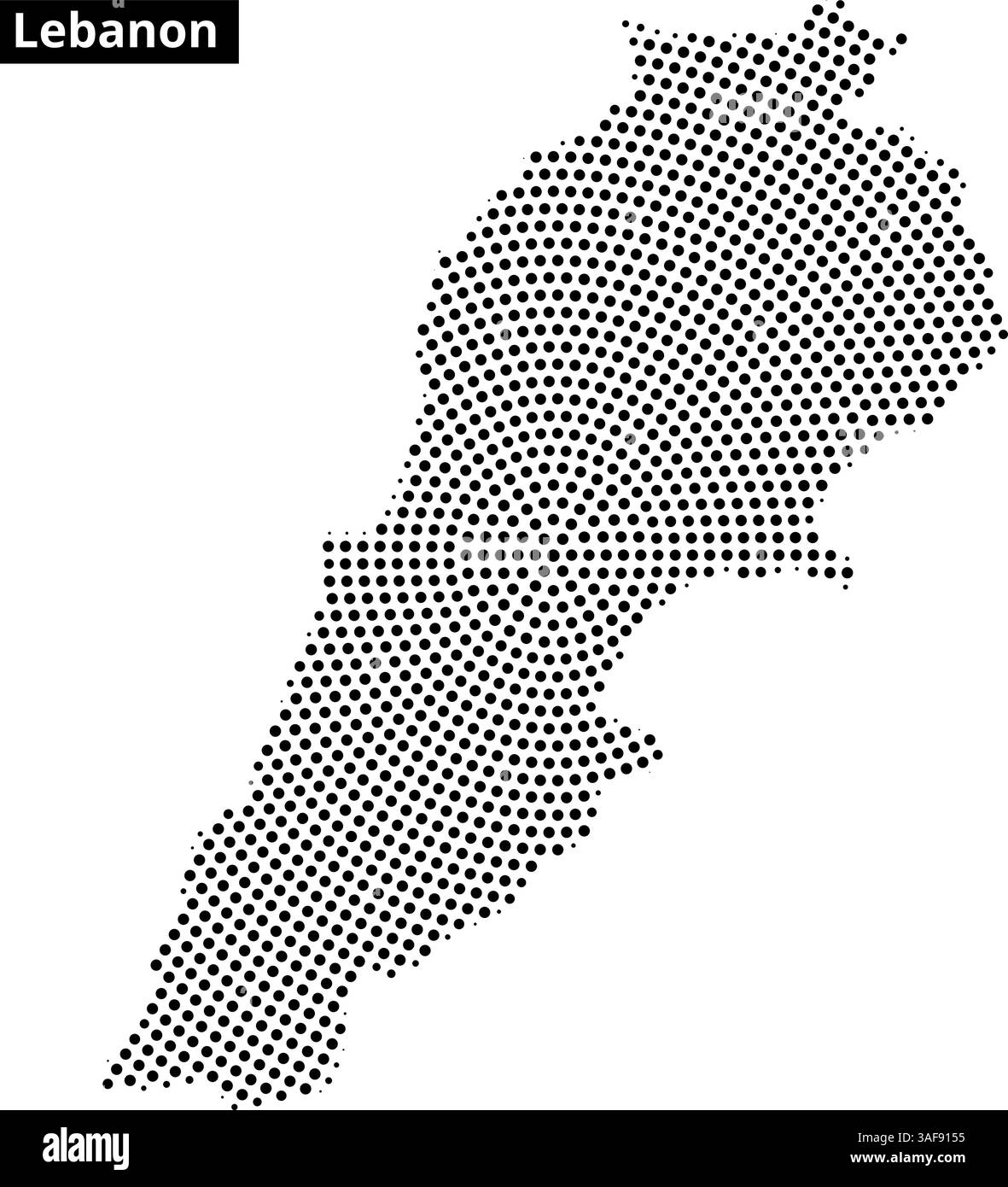 Dotted representation of Lebanon's map showcases its unique shape and ...