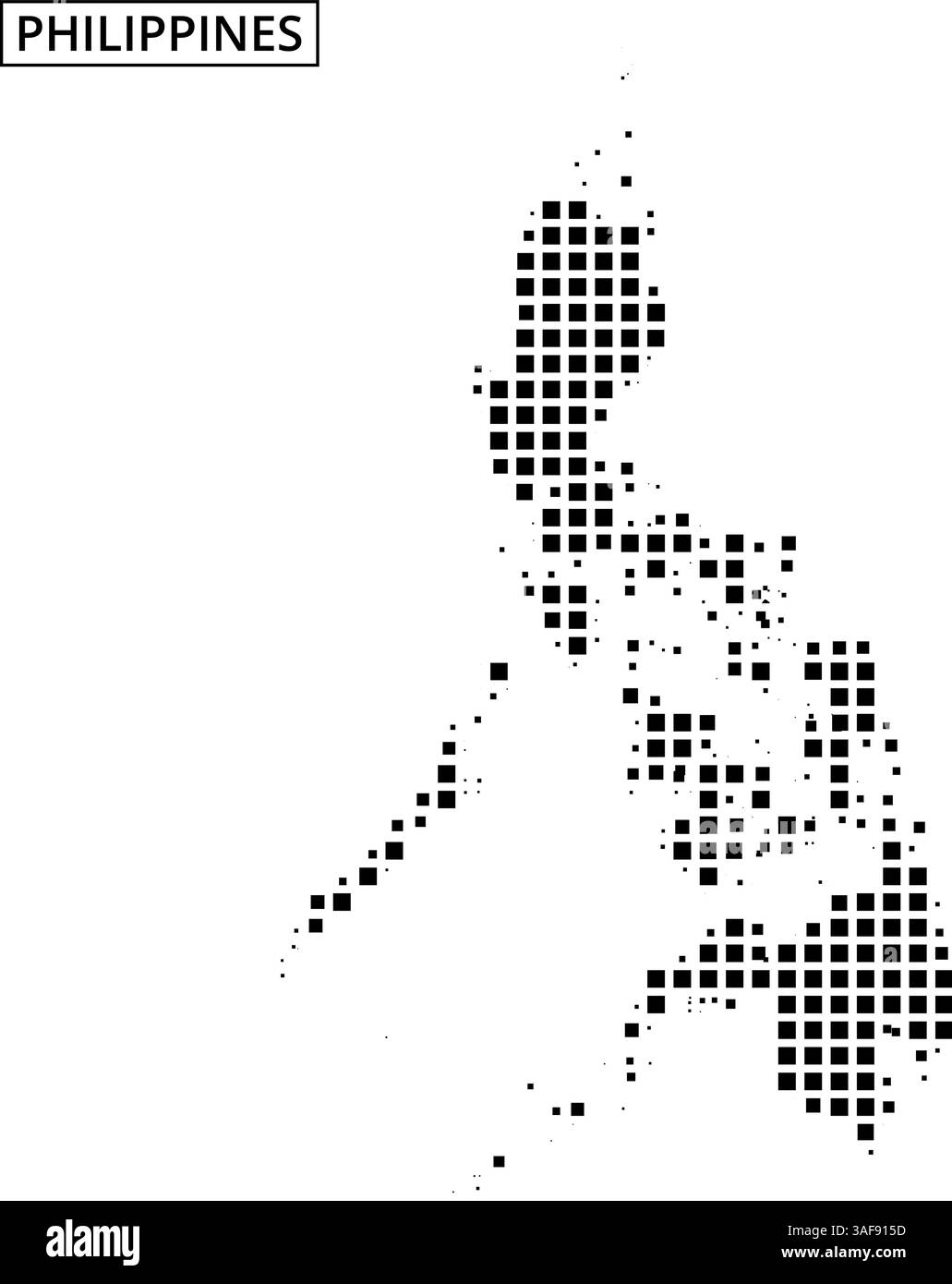 A dotted map representing the shape of the Philippines, focusing on its ...