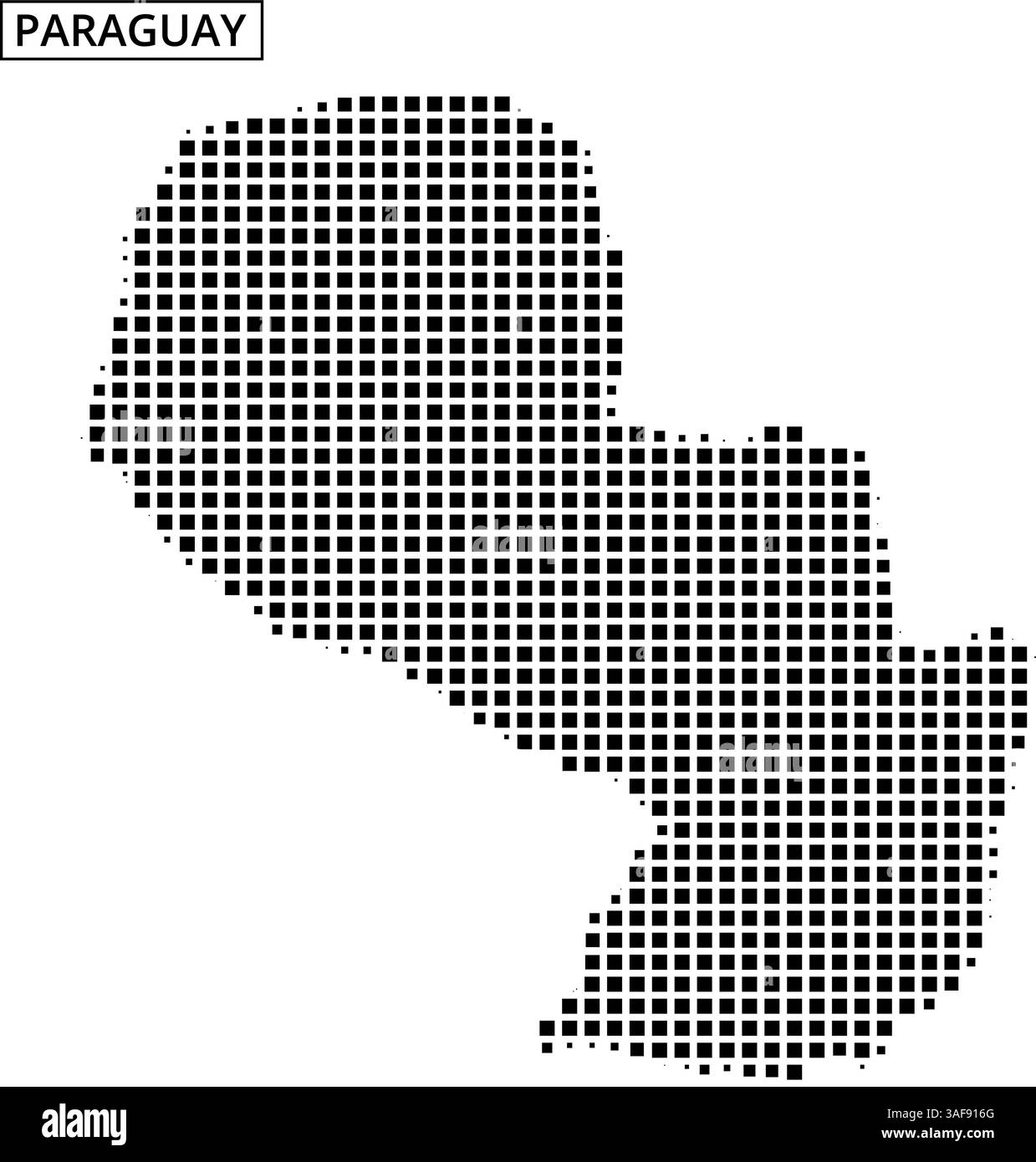 A dotted outline displays the shape of Paraguay, emphasizing its ...