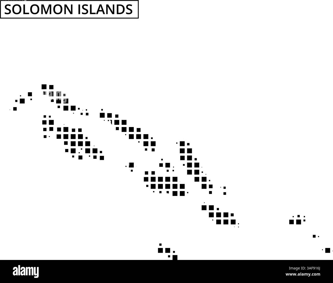 Detailed outline of the Solomon Islands showcasing its geographical features and locations ...