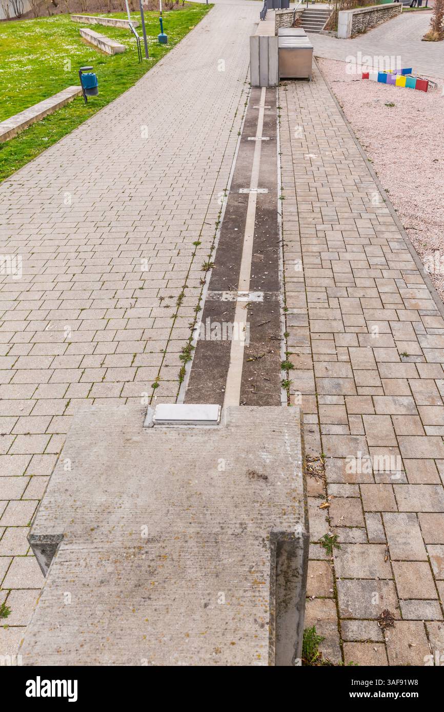 Open modern flood barrier in a city, flood gates protecting city ...