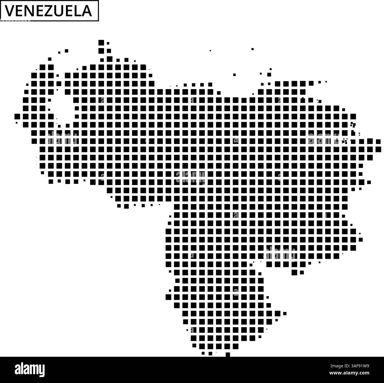 A detailed map outline of Venezuela created with a dotted design ...