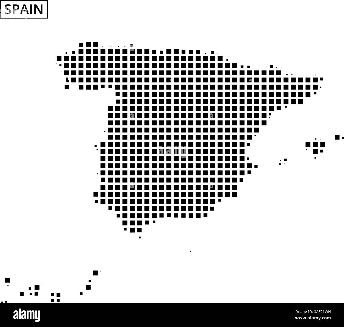 A dotted map highlights the geographical shape of Spain, focusing on ...