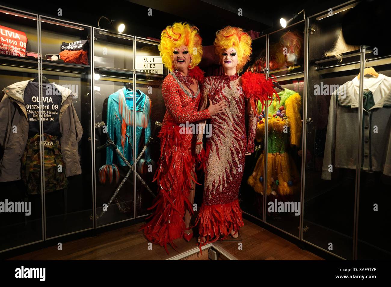 Hamburg, Germany. 07th Apr, 2025. Drag queen Olivia Jones (l) stands ...