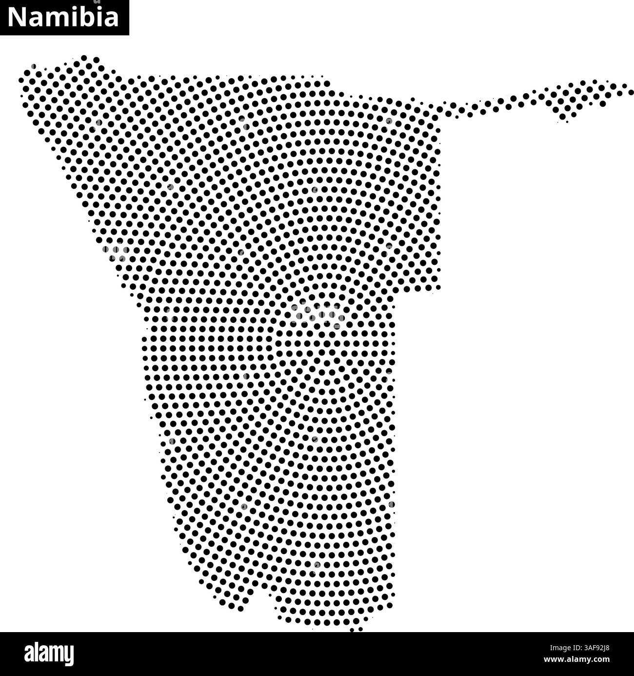 Artistic depiction of Namibia using a dot pattern to outline the ...
