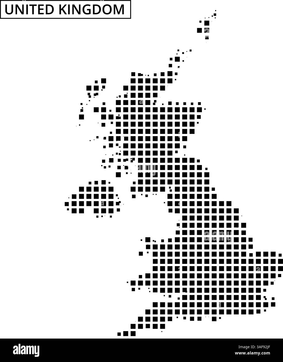 A dotted map outline of the United Kingdom showcases its geographical ...