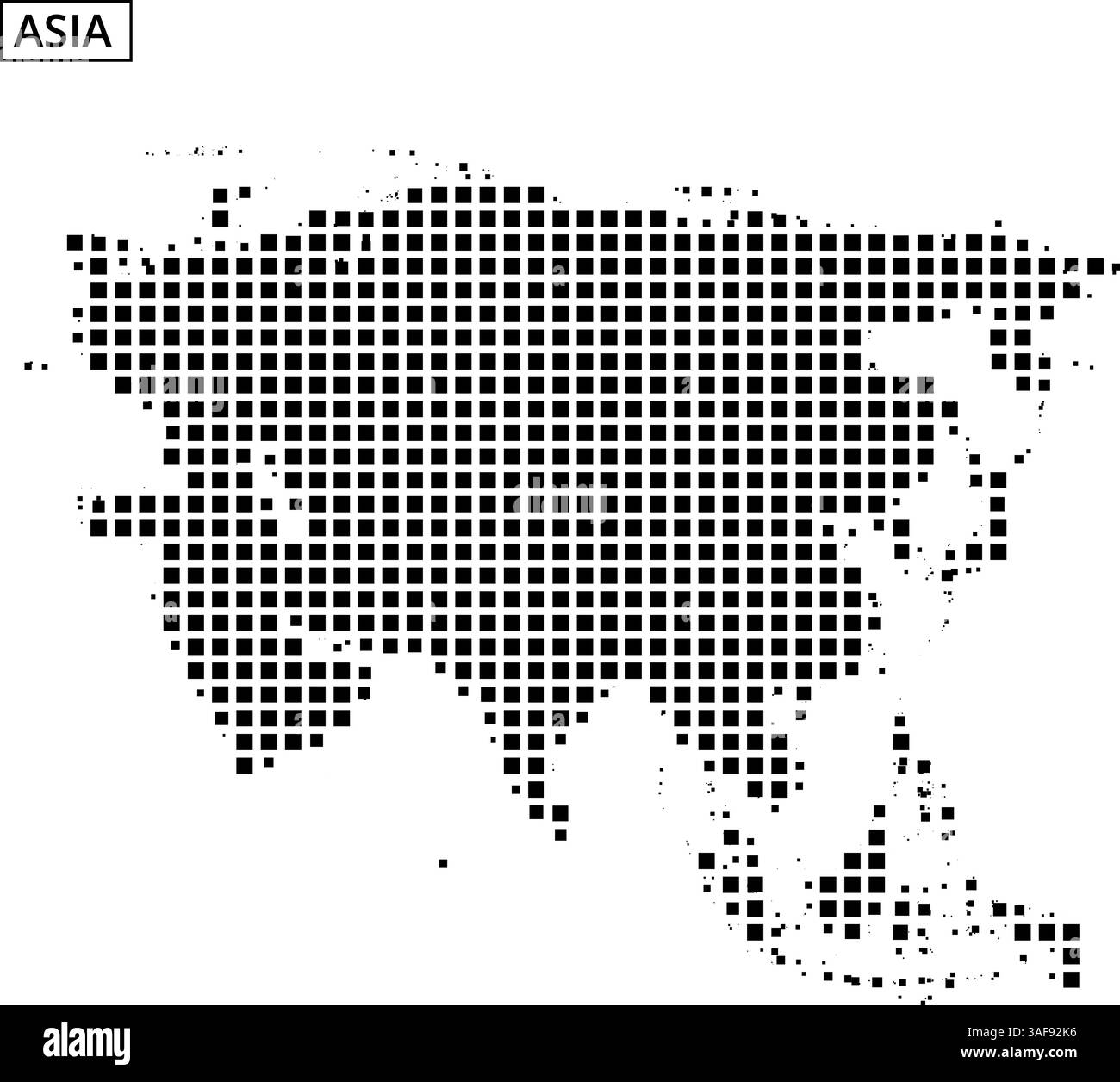 A dot pattern map outlines the geographical boundaries of Asia ...