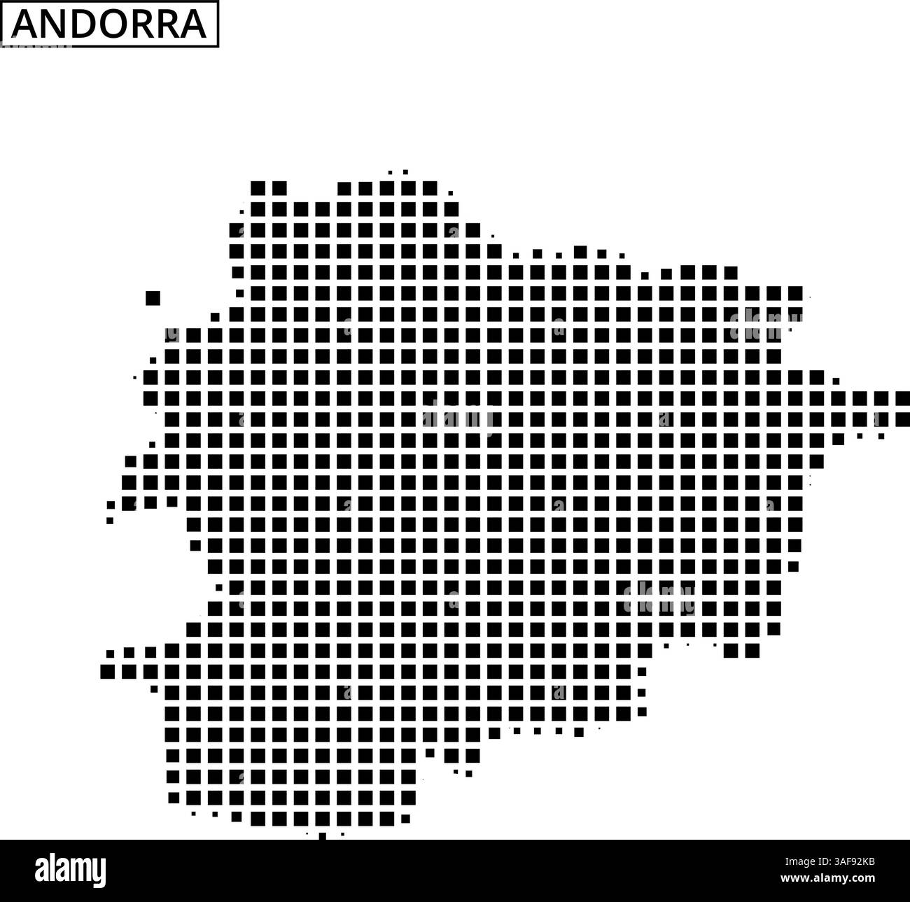 Andorra's borders are illustrated in a unique pixelated format ...
