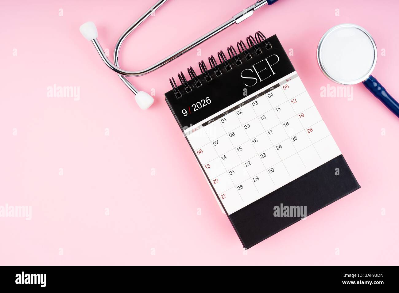 September 2026 desk calendar and stethoscope, Medical appointment ...