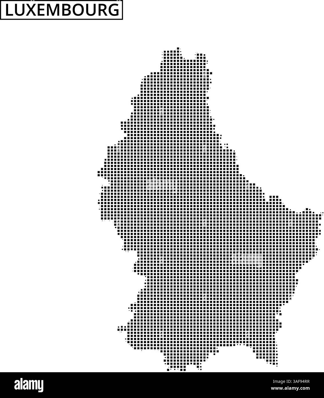 This map displays Luxembourg's outline in a unique dotted design ...