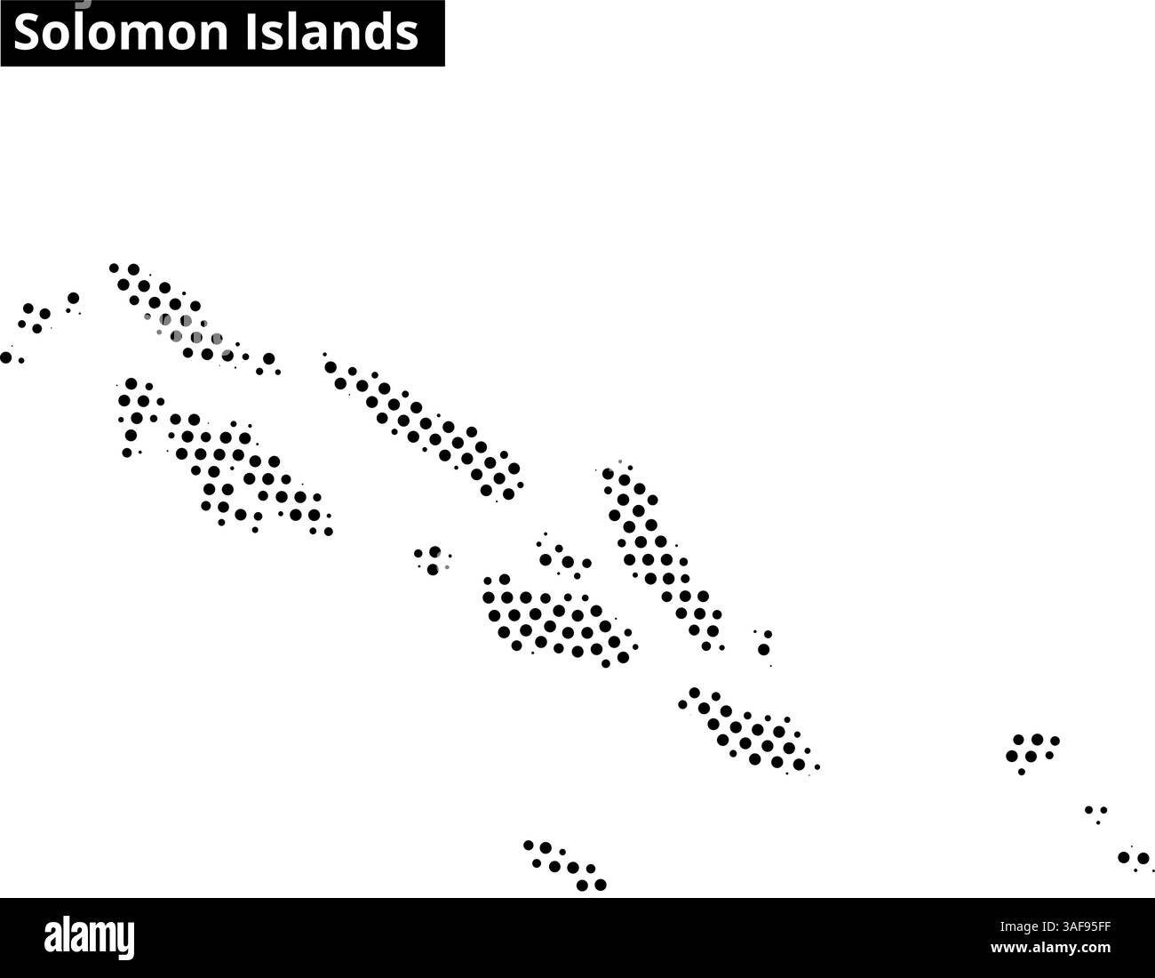 Detailed outline of the Solomon Islands showcasing its geographical ...