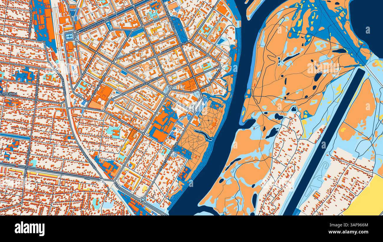 Colorful Gomel Art Map with Labels and Buildings with many details for ...
