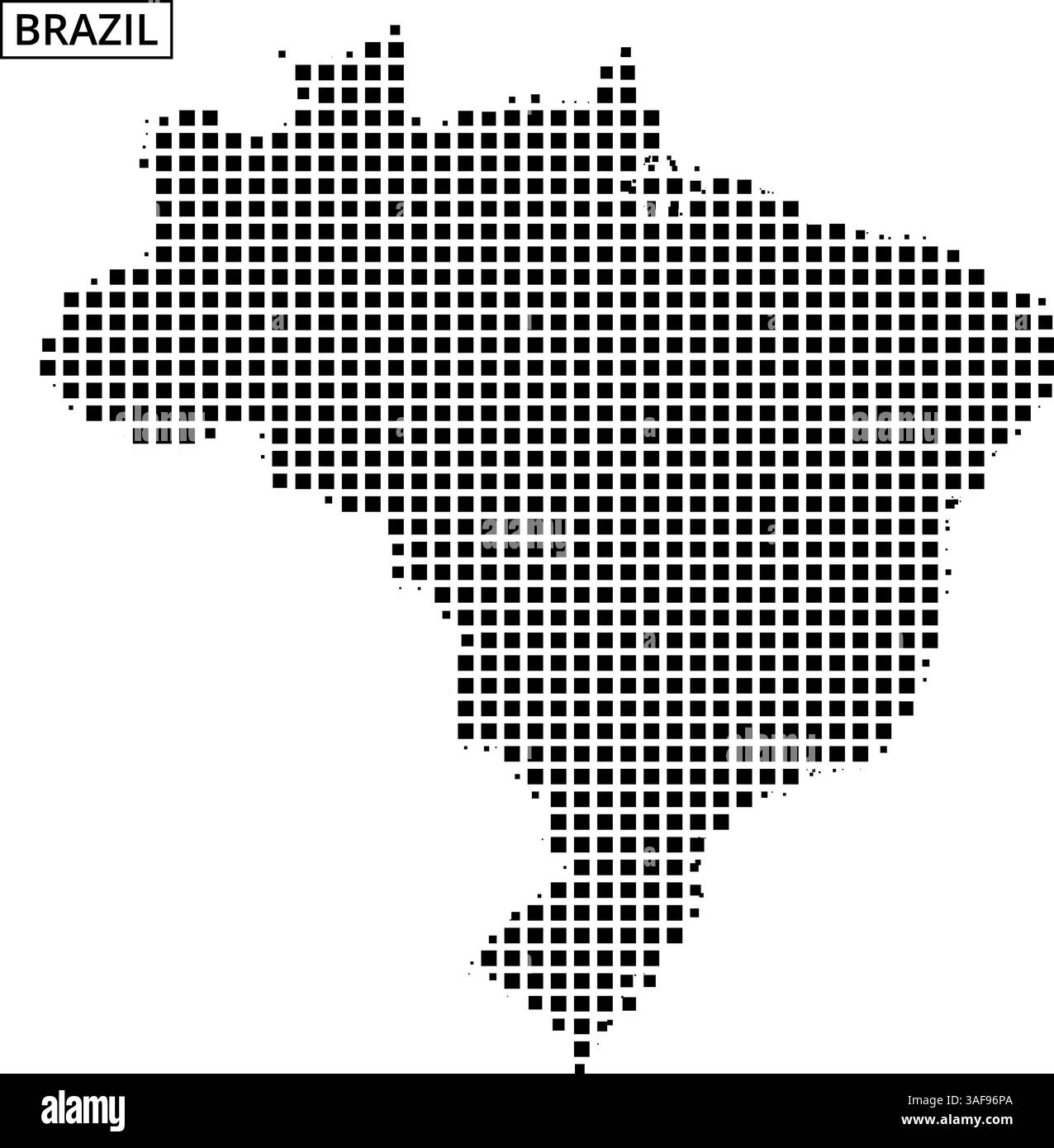A dotted representation displays the outline of Brazil, highlighting its distinct geographical ...
