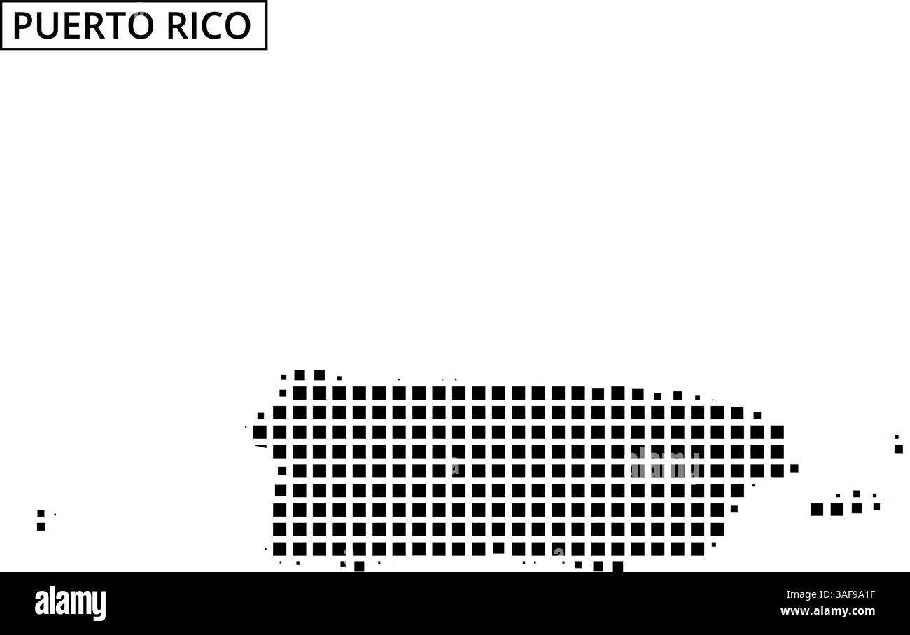 A creative map of Puerto Rico showcased with a dotted pattern and wavy ...