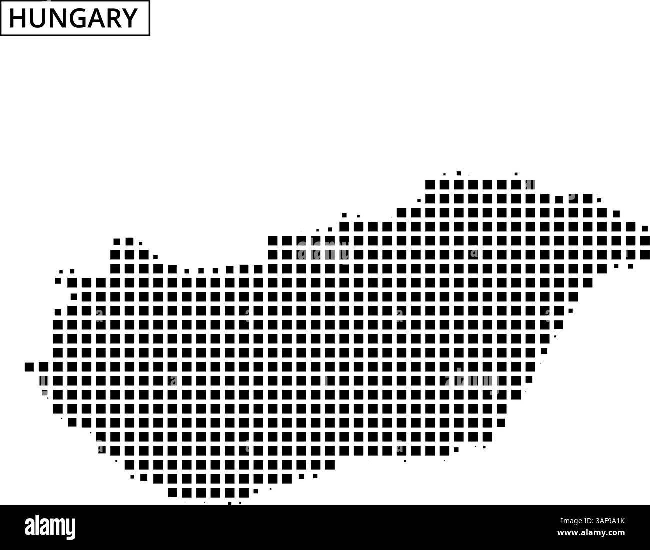 This graphic represents Hungary through a dotted outline on a stylized ...