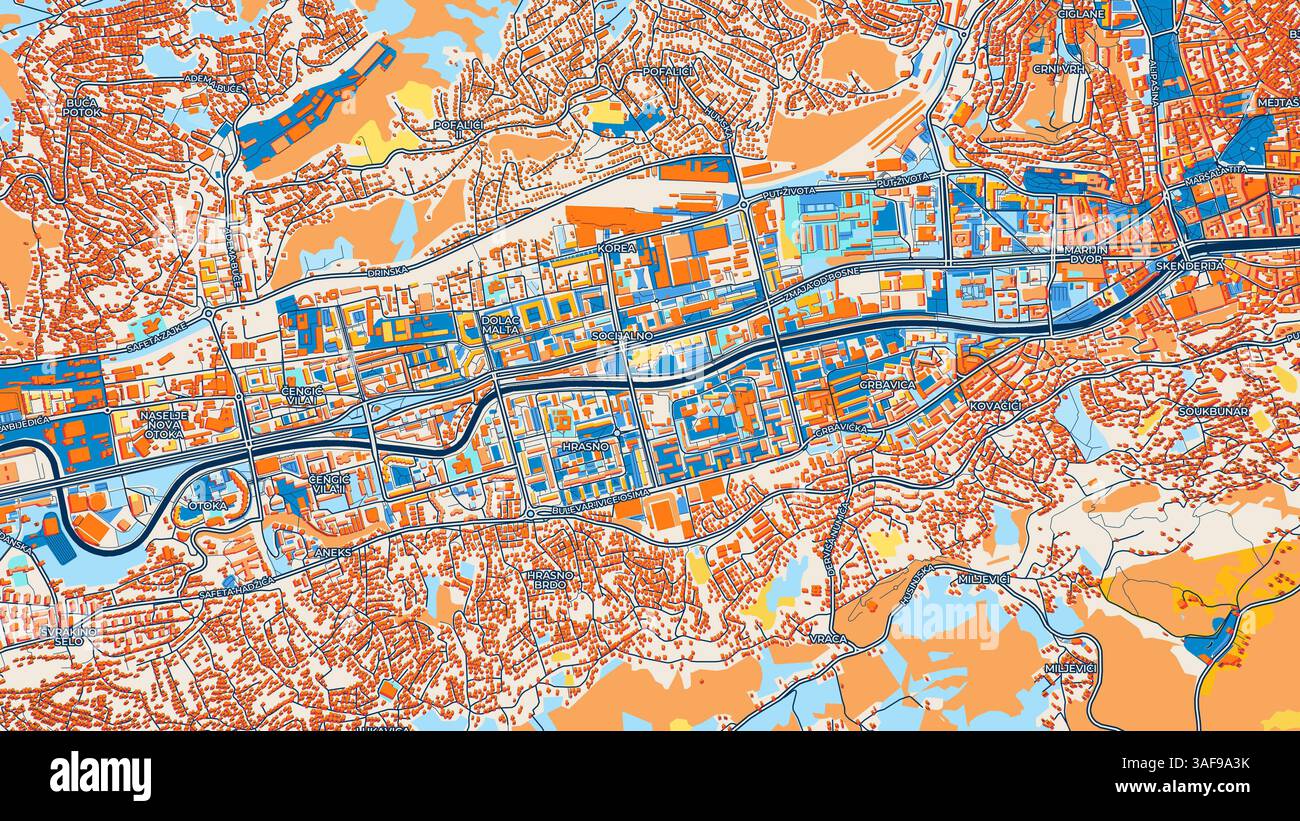Sarajevo city map hi-res stock photography and images - Alamy
