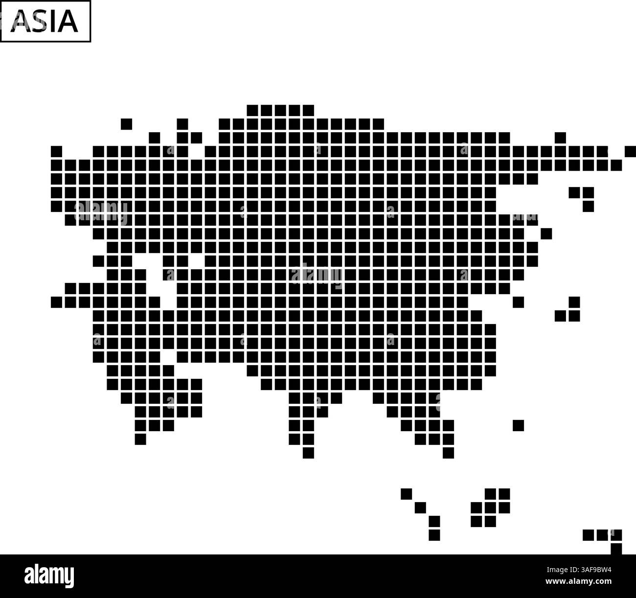 A dot pattern map outlines the geographical boundaries of Asia ...
