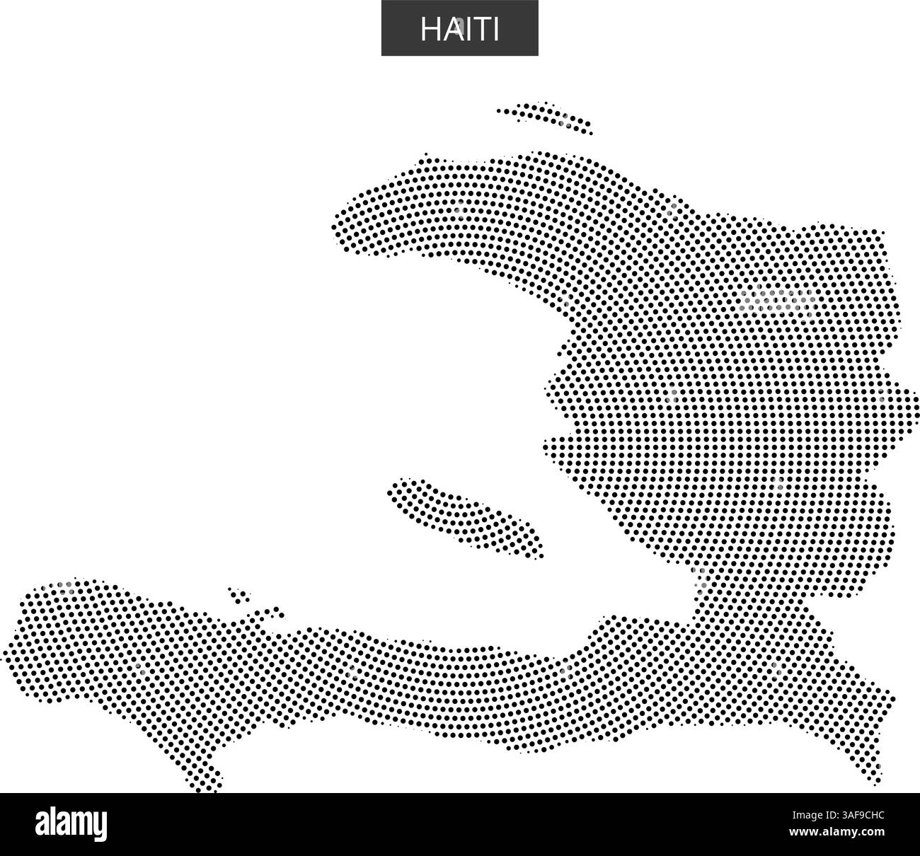 This map showcases the outline of Haiti in a dotted texture against a ...