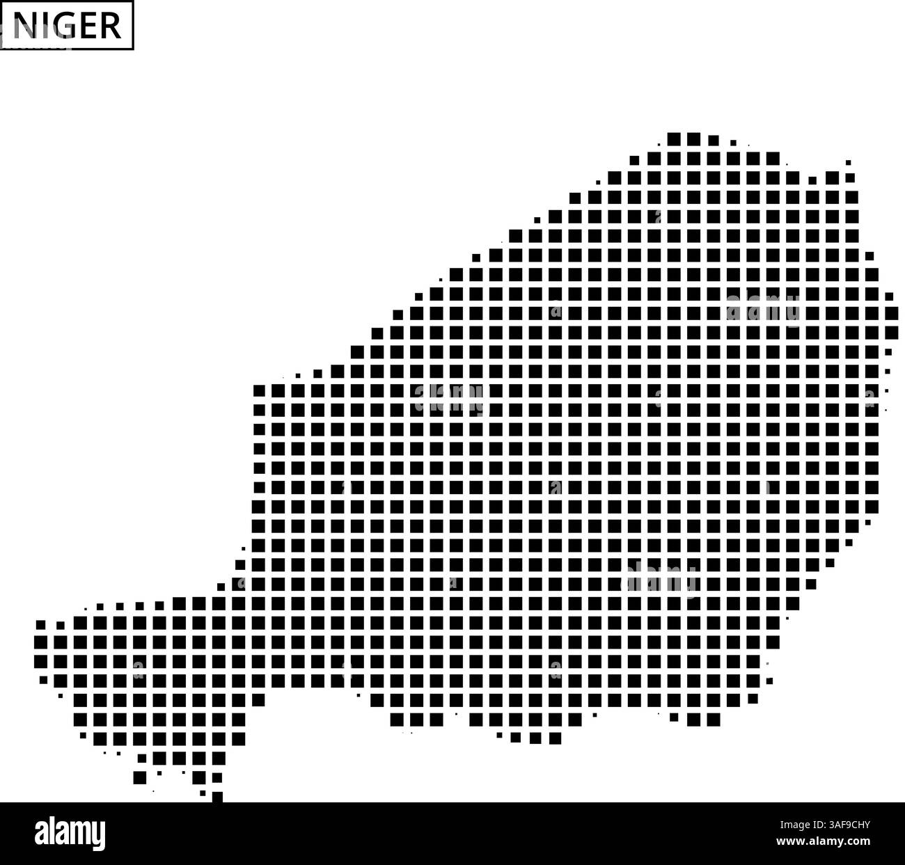 A dotted representation of Niger showcases the country's shape and ...