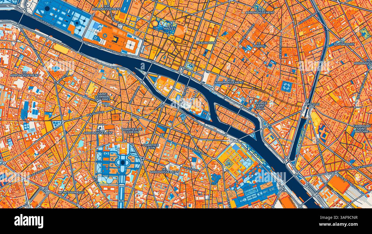 Paris districts map hi-res stock photography and images - Alamy