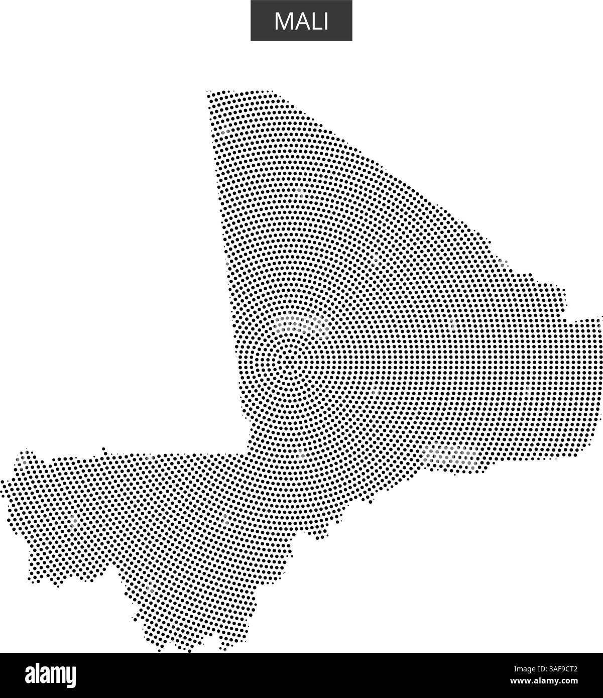 A dotted map displays the outline of Mali, highlighting its ...
