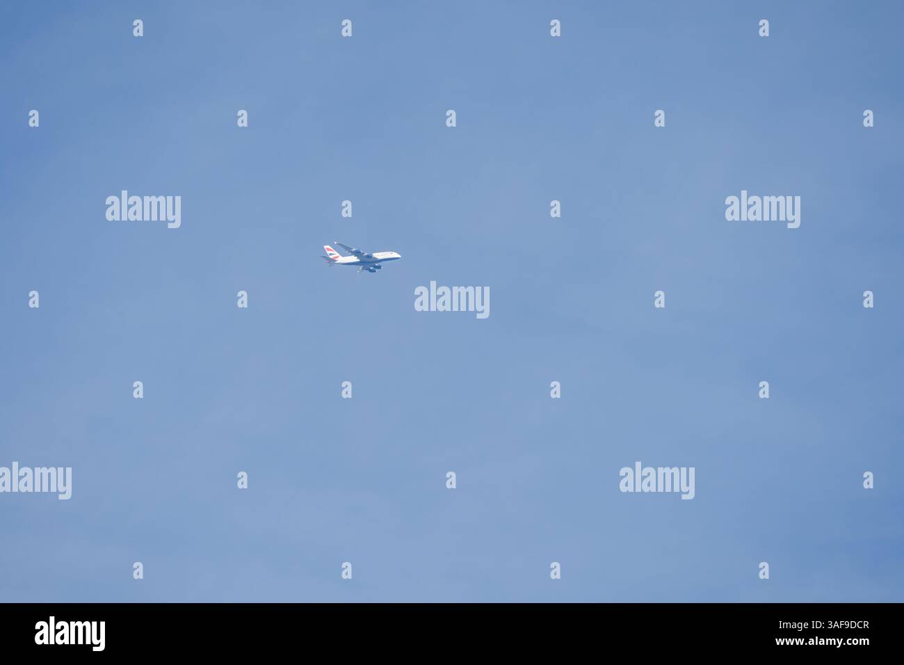 BA Airbus A380 quad engine jet liner aircraft in deep blue sky Stock ...