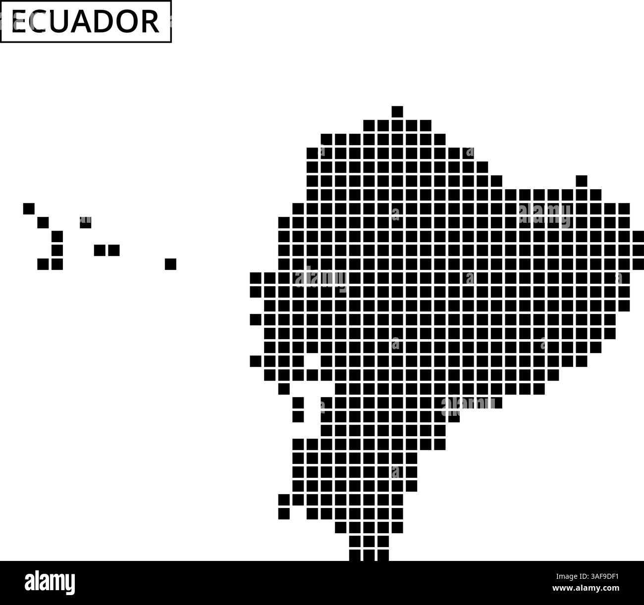 The artwork showcases a detailed map of Ecuador with a unique dot ...