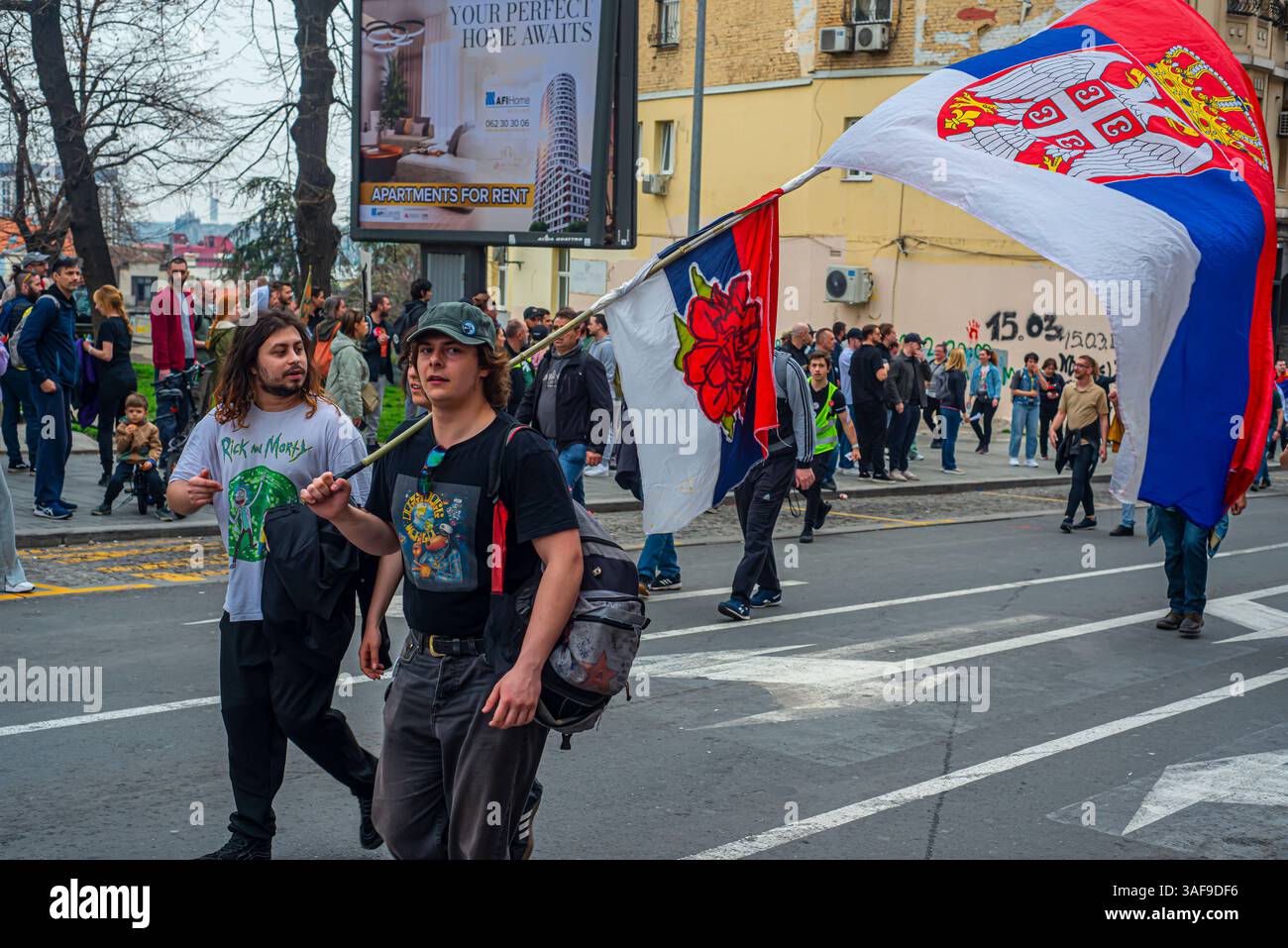 Belgrade, Serbia, March 15, 2025, Students, and farmers protest ...