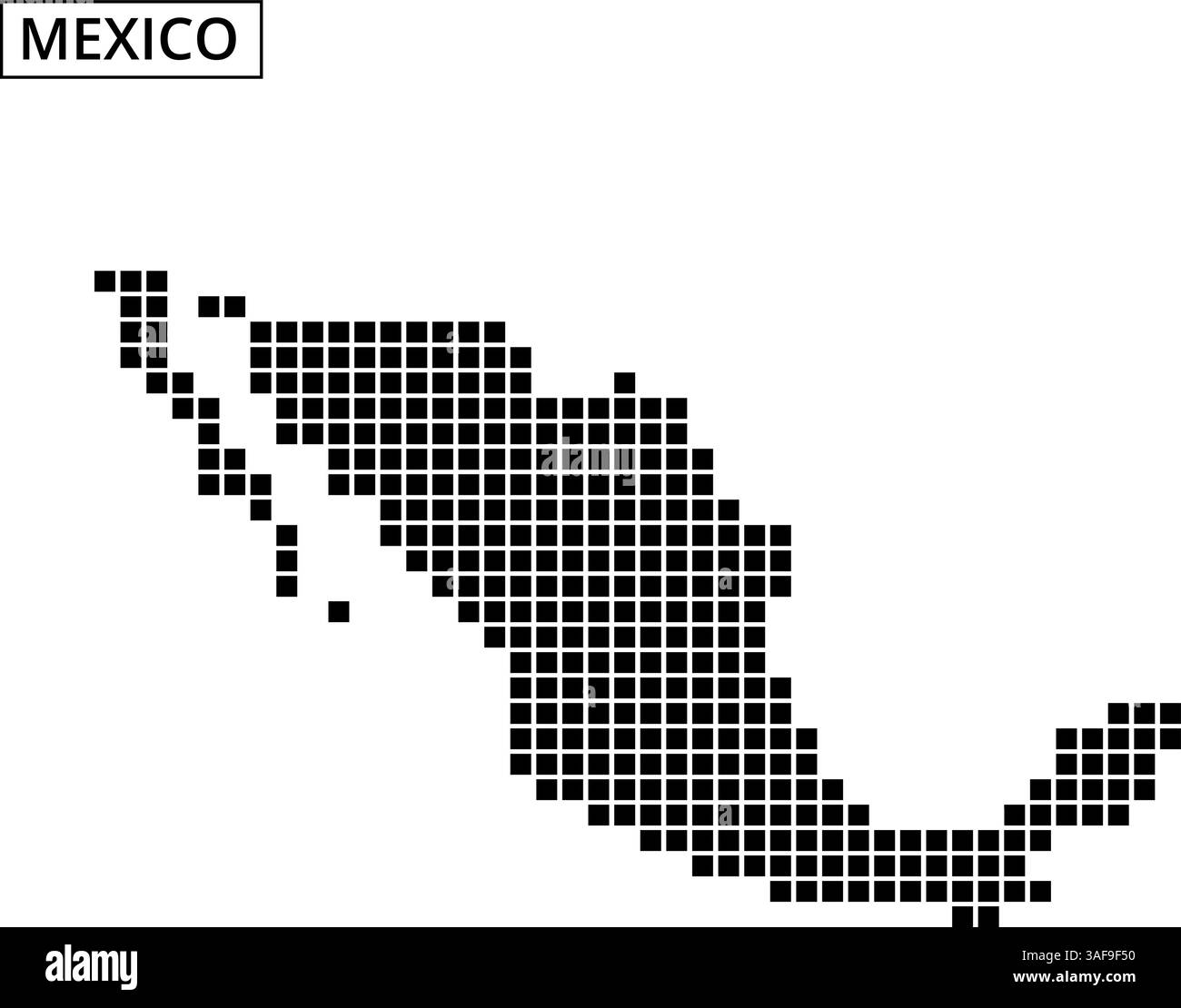A detailed map of Mexico is represented using dotted patterns ...