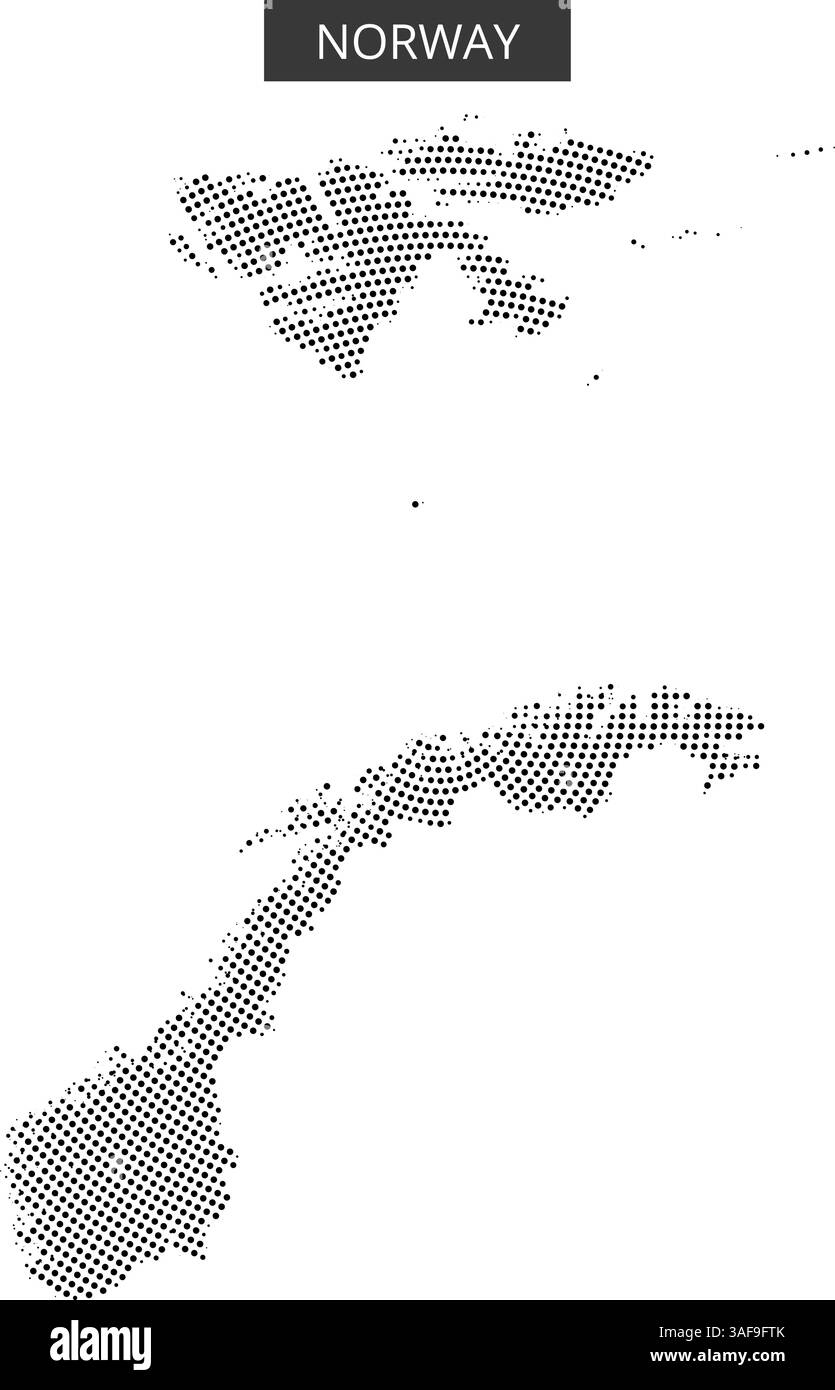 A visual representation of Norway using a dotted pattern against an ...