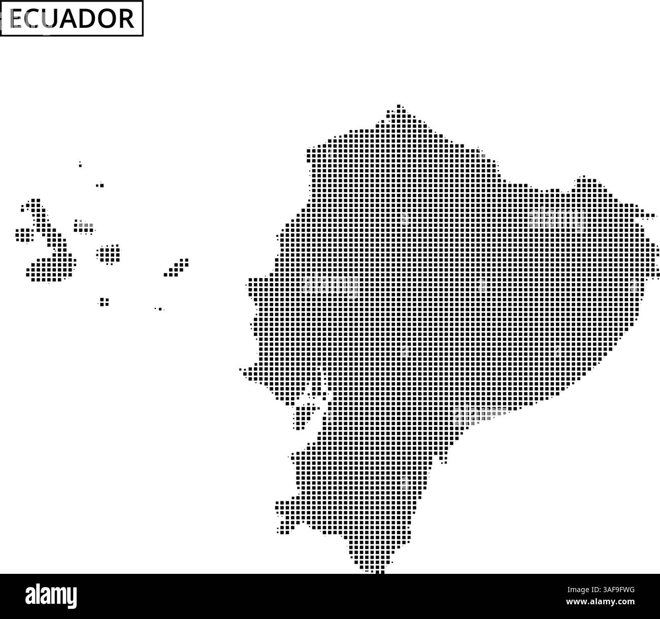 The artwork showcases a detailed map of Ecuador with a unique dot ...