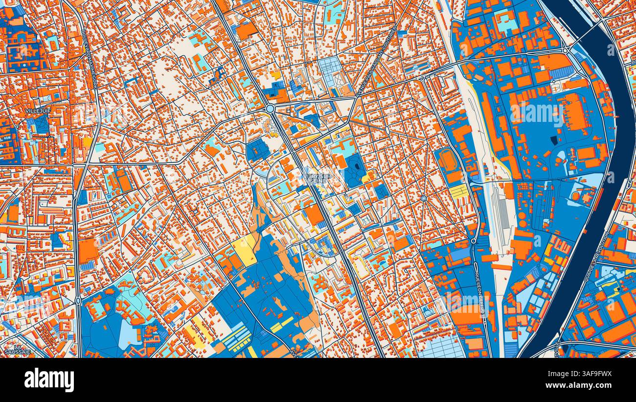 Colorful Vitry-sur-Seine Art Map with Labels and Buildings with many ...