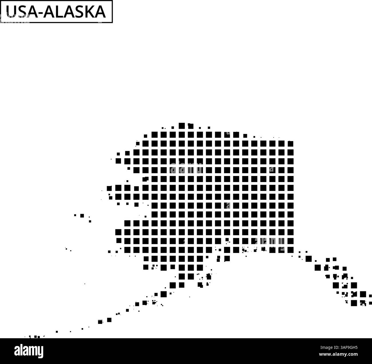 Dots create a visual representation of Alaska, emphasizing its unique ...