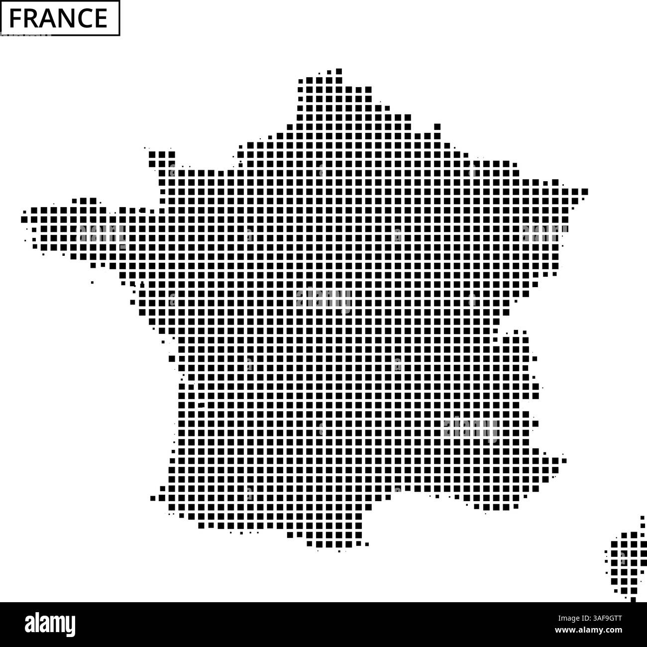 Detailed representation of France using black dots to form its ...