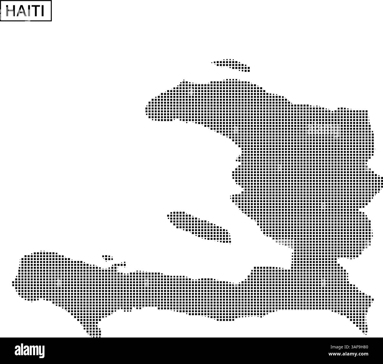 This map showcases the outline of Haiti in a dotted texture against a ...