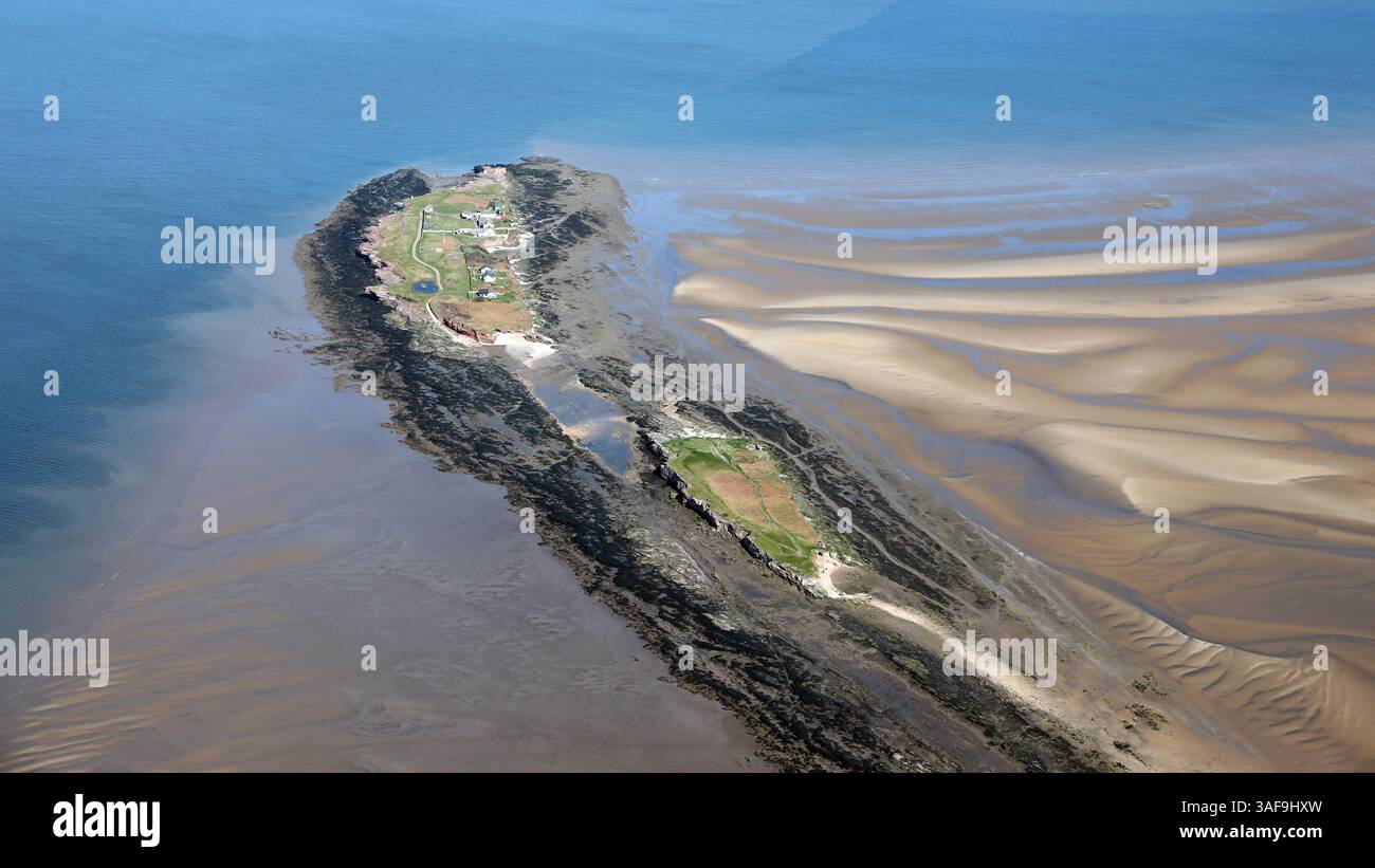 aerial view of Little Hilbre Island, an archipelago consisting of three ...
