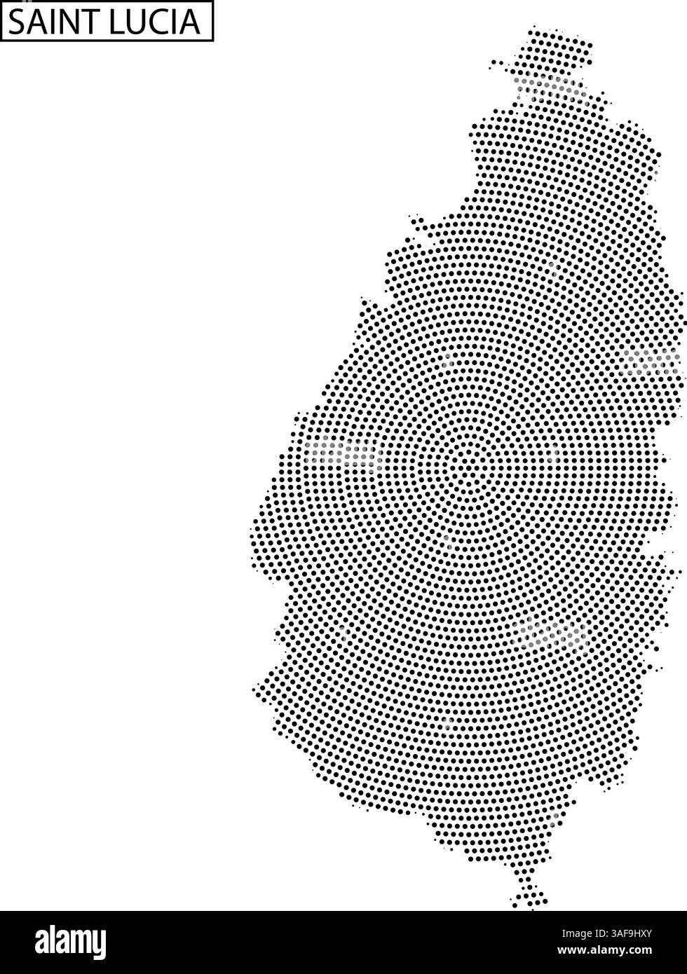 Detailed outline of Saint Lucia highlighting its unique shape and ...