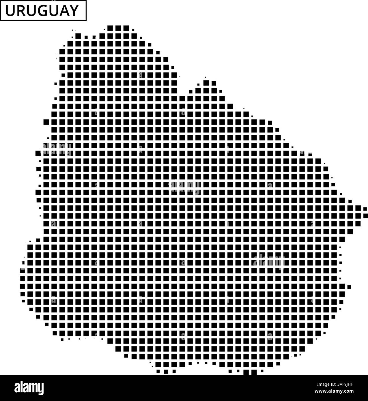 An artistic representation of Uruguay's map outline, highlighting ...